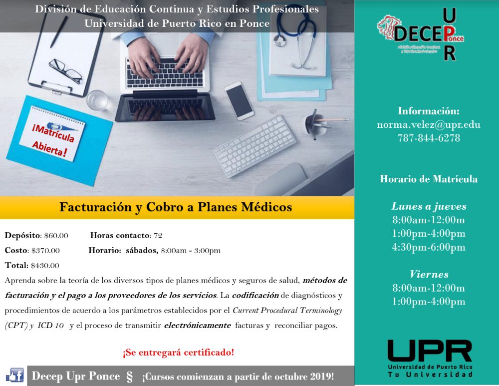 Facturación y Cobro a Planes Médicos – Universidad de Puerto Rico en Ponce